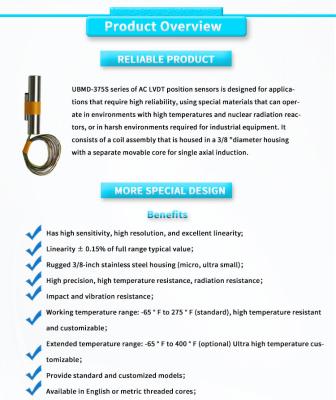 China Sensor de deslocamento linear LVDT para ensaio de materiais de automação Sensor de posição de movimento à venda