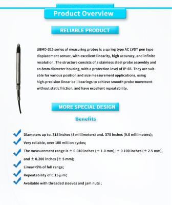 China Sensor de deslocamento linear de alta sensibilidade e precisão LVDT para posição de movimento à venda