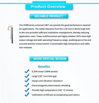 Cina OEM Support LVDT Linear Position Sensor con materiale in acciaio inossidabile della serie AISI 400 in vendita