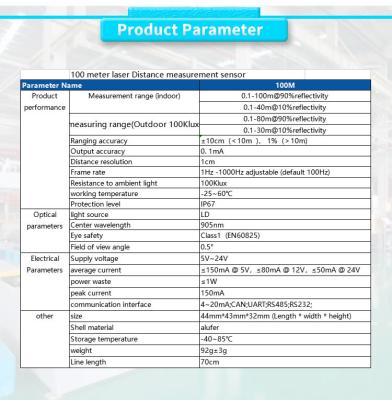 Cina UNIVO UBJG-05Y Mini RS485 RS232 Sensore di distanza laser da 0,1-100m Distanza con display digitale -25-60C in vendita
