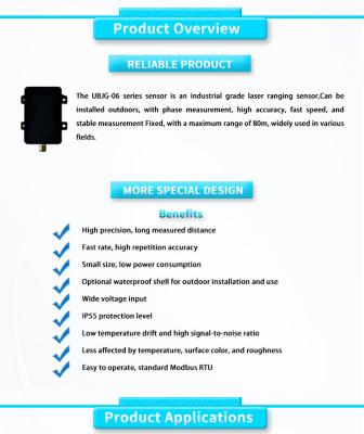 China UNIVO UBJG-06Y Mini 0.05-80m Lidar RS485 sensor voor realtime verplaatsingsopsporing Te koop