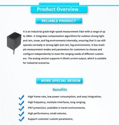 China UNIVO UBJG-02Y Lidar Position Sensor 0.1-180m Bereik UART CAN RS485 232 Digitaal scherm Te koop