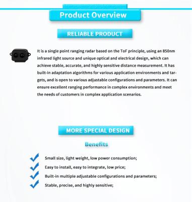 China Mini Single Point Laser Distance Measuring Sensor 0.2-8m Bereik voor verkeersstatistieken Te koop