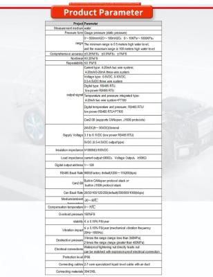 Cina ±0,5%FS Accuratezza completa UNIVO UBPT500-601TY 0,5-100m Sensore di misura del livello del liquido in vendita