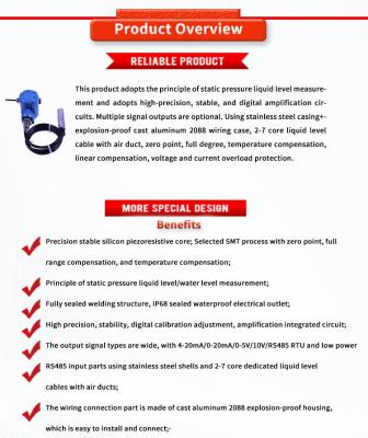 China 0.5-100m bereik UNIVO explosiebestendige vloeistofniveau sensor voor vloeistofniveau monitoring Te koop