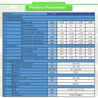 中国 UBTU400Y ナビゲーション用光ファイバージロスコップセンサー 慣性姿勢/アジムス参照システム 販売のため