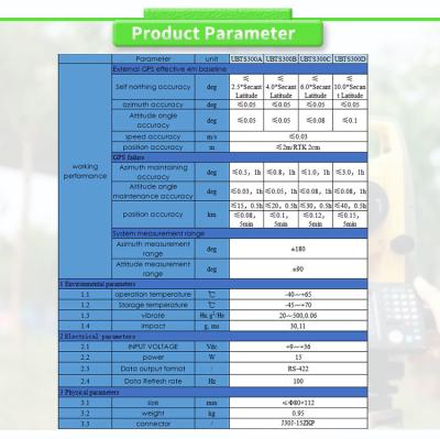 中国 正確な位置付けと高い信頼性 UBTS300Y INS 速度精度 ≤0.03m/s 販売のため