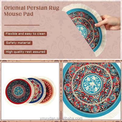 China Retro Style Carpet Pattern Mouse Pad with Customizable Thickness and Mini Woven Rug Mat for sale
