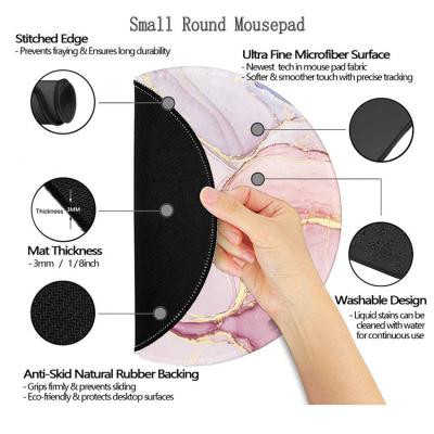 China Escritório aquecido Round Pink Marble Mouse Pad Suave Antiderrapante Mouse Mat Custom Gift à venda