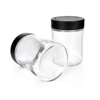 Китай Smooth Matte Glass Jar Black Cap 18oz CR Glass Jar With Lid Child Resistant продается