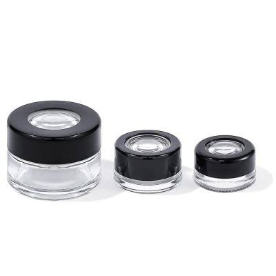 Cina Custom Clear Magnifying Spice Airtight Glass Jar 2oz 3oz 4oz With Child Resistant Lid in vendita