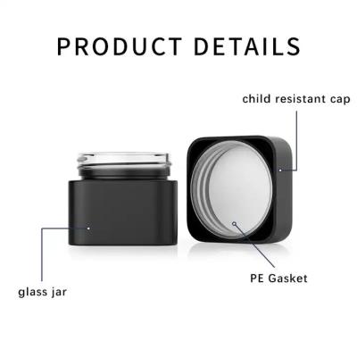 Cina 2oz 3oz 4oz vasetto cubo con tappo a prova di bambino 60ml 90ml 120ml antiodore nero opaco in vendita