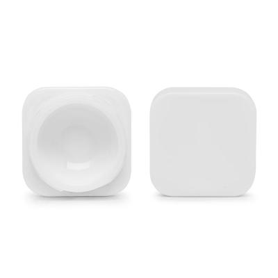 Cina 5 ml Vaso in vetro cubo senza spalla a vite con coperchio a prova di bambino (vetro bianco, coperchio bianco) in vendita