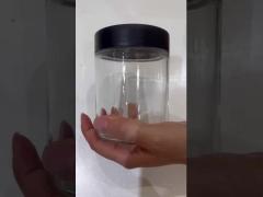 Smooth Matte White Glass Jar Black Cap 18oz CR Glass Jar With Lid Child Resistant