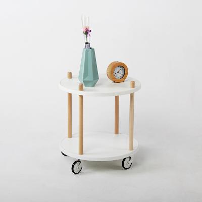 Cina Tavolo laterale ripiegabile a doppio scaffale moderno con carrello di stoccaggio a colori personalizzato in vendita