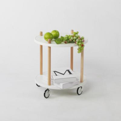 China Opvouwbare dubbele plank moderne zijtafel met aangepaste kleuropslagwagen Te koop