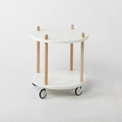 China Opvouwbare dubbele plank moderne zijtafel met aangepaste kleuropslagwagen Te koop