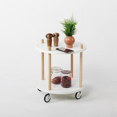 China Opvouwbare dubbele plank moderne zijtafel met aangepaste kleuropslagwagen Te koop