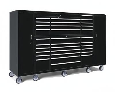 China Multi-Purpose Tool Storage Cabinet 72-Drawer Black Chest with Stainless Steel Handles for sale