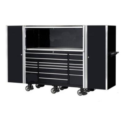 China Multi-Purpose Tool Storage Cabinet 72-Drawer Black Chest with Stainless Steel Handles for sale