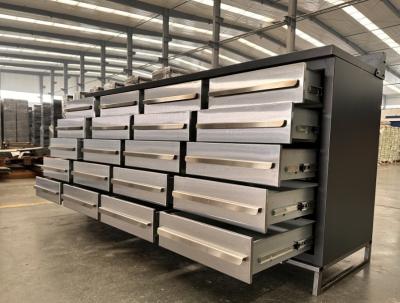 China Bancada de trabalho de garagem com gavetas e suporte de personalização Aço laminado a frio pesado à venda