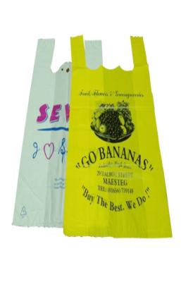 Cina Le mercanzie di plastica gialle dei sacchetti di plastica della maglietta del dettagliante insaccano per imballare in vendita