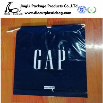 Cina Borsa nera promozionale di plastica di plastica su misura delle borse di cordone del LDPE in vendita