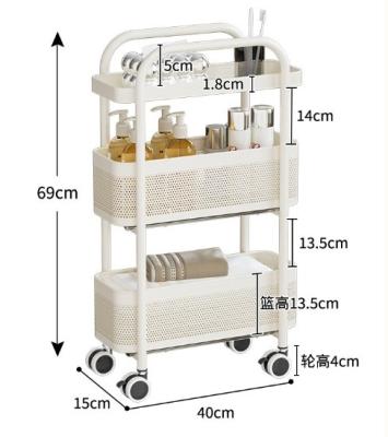 China Extendable Rolling Gap Storage Cart with Durable Carbon Steel + PP Construction for Kitchen Organization for sale