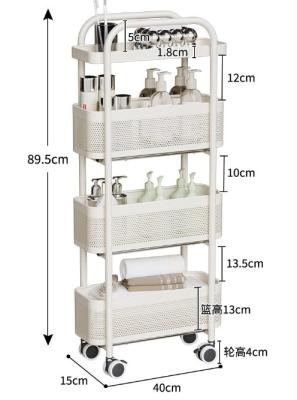 China White Silent Pulley All Metal Fridge Side Storage Rack  Small Footprint And Large Space for sale