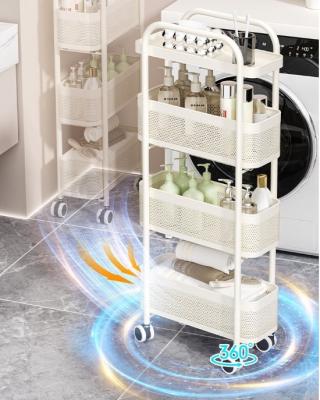 China Extendable Ultra-Slim Gap Storage Cart with Rolling Mobility and Durable Carbon Steel PP Construction for sale