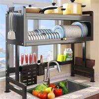 Quality Carbon Steel Thickened Water Tank Sink Drain Rack Large Capacity Black Over The for sale