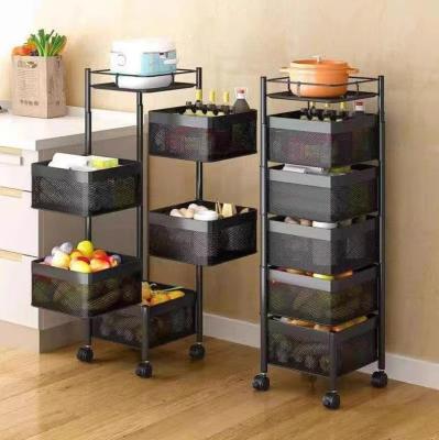 China Rust Proof And Durable Kitchen Storage Rack Rotating Vegetable Rack Floor Standing 5floors for sale