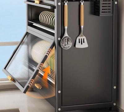 China Carbon Steel + PC Flip-Top Drawer Kitchen Storage Cabinet with Stackable Structure for Efficient Pantry Organization for sale