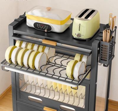 China Multi-functional Kitchen Organizer with Dustproof Cover and Stainless Steel Frame for Efficient Drying and Storage for sale