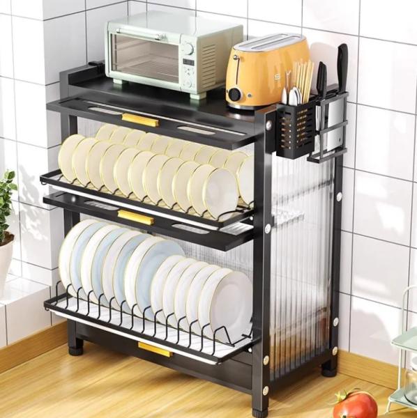Quality OEM Stainless Steel Metal Dish Rack with 60kg Load Capacity and 3 Tier Design for Kitchen Sink for sale
