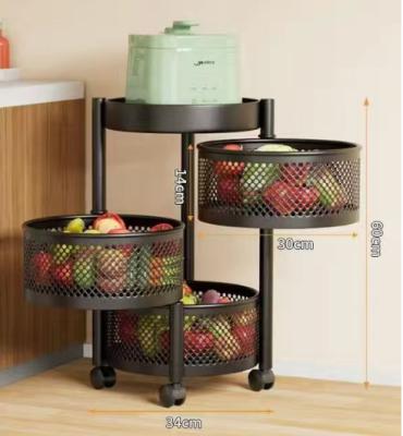China 3-Tier Round Rotating Storage Rack with 360° Rotation | Carbon Steel + PP Material | Flat-Top Design for sale