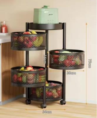 China 4-Tier Rotating Storage Rack with 360° Rotation and Carbon Steel + PP Material for Kitchen Organization for sale