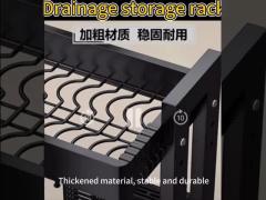 Black Retractable Draining Sink Drain Rack 34 Bowls Single Layer / Double Layer