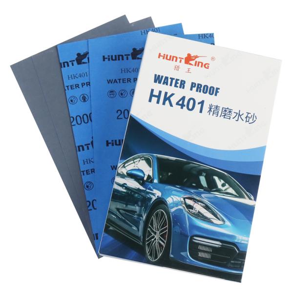 Quality HuntKing HK401 Water Sandpaper, 1500/2000/2500 Grit, 100 Sheets, Wet Sanding for Automotive Paint Finishing & Polishing for sale
