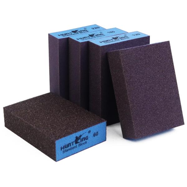 Quality HUNTKING Standard Sponge Sand Blocks, 70x100mm Wet & Dry Abrasive for Metal, Wood & Household Cleaning for sale