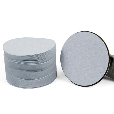 China Blue Paper White Sand Hook & Loop Sanding Discs, Latex Base Brown Corundum Abrasive for Car & Hard Paint Finishing for sale