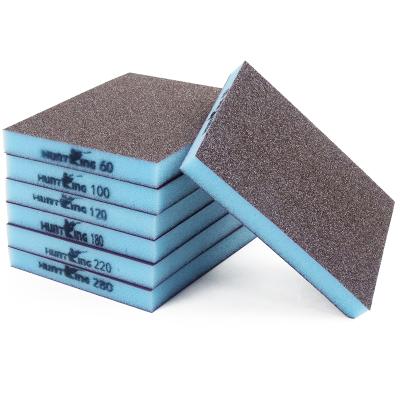 China HUNTKING Thin Sponge Sand Blocks, 120x100mm, 60-280 Grit Wet/Dry Aluminum Oxide Sanding Pads for Wood, Metal & Auto Detailing for sale