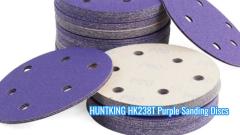HUNTKING HK238T Purple Sanding Discs: 5/6 Inch Hook & Loop Anti-Clog Sandpaper for Automotive