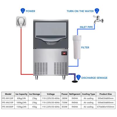 China Corrugated Box Granular Snowflake Ice Machine 60kg Snow Ice Block Maker Automatic Commercial Ice Making Machine for Business for sale