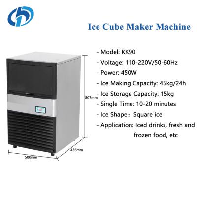 China 500x436x807mm Ice Maker Machine Home Commercial Countertop 30KG 45KG 60KG 80KG Cube Block Ice Maker Automatic Ice Machine for sale
