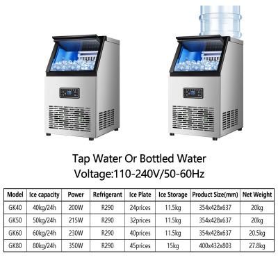 China Ice Cube Machine Small Stainless Steel 60kg Per Day Commercial Ice Maker for Home Hotel Ice Block Performance for sale