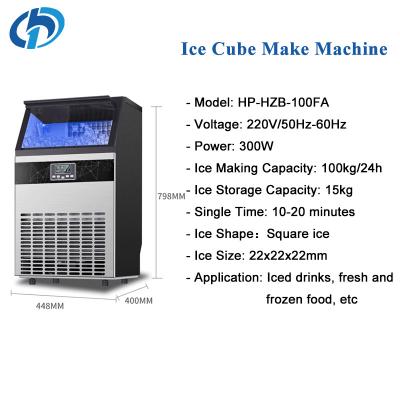 China 100kg Automatic Home Commercial Ice Cube Block Machine Ice Making Machine for Business Italian UV Printing NO App-Controlled for sale