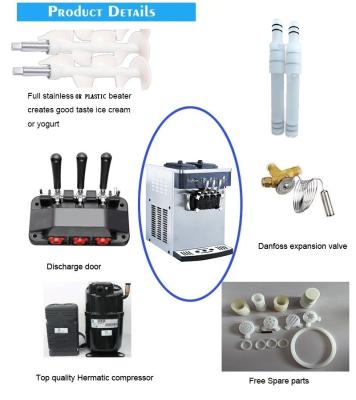 China NYF-8230T Commercial Table Top Soft Serve Ice Cream Machine with Air Pump Three Flavors Refrigerating R22/R410A/R404A for sale