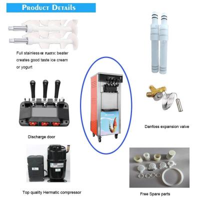 China Commercial Yogurt Ice Cream Machine Automatic Soft Serve Maker with 6 Quart Capacity and R22/R410A/R404A Refrigerant for sale