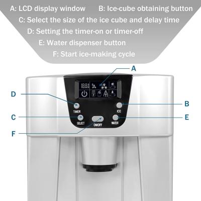 China UV printing 2 in 1 Water Dispenser 20kg Bullet Ice Making Small Home Commercial Ice Maker Machines for Business Automatic for sale